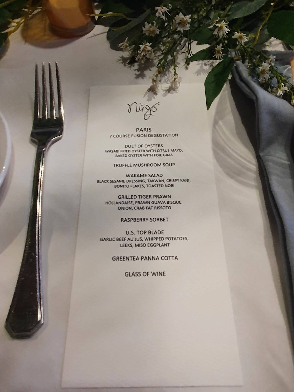 Menu at Ninyo Fusion Cuisine restaurant, Quezon City