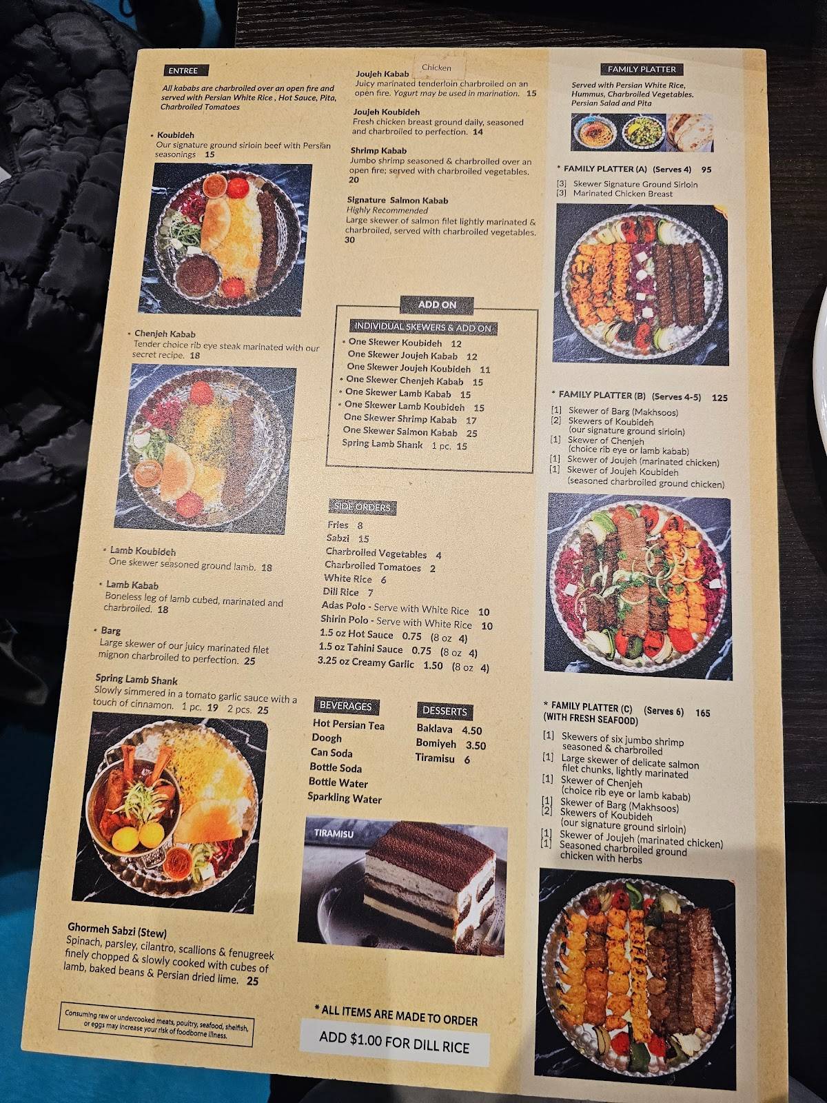 Menu at Noon O Kabab of Highwood restaurant, Highwood