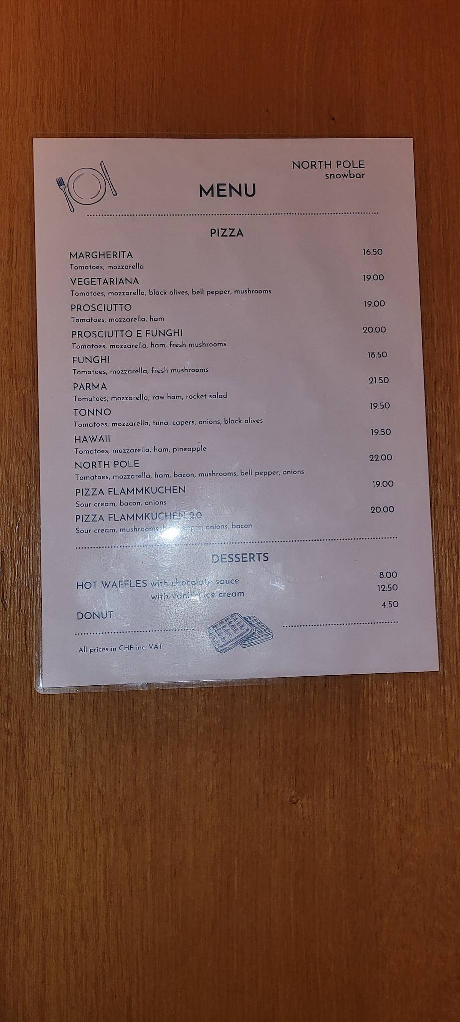 Speisekarte von North Pole Bar & Food, Saanen