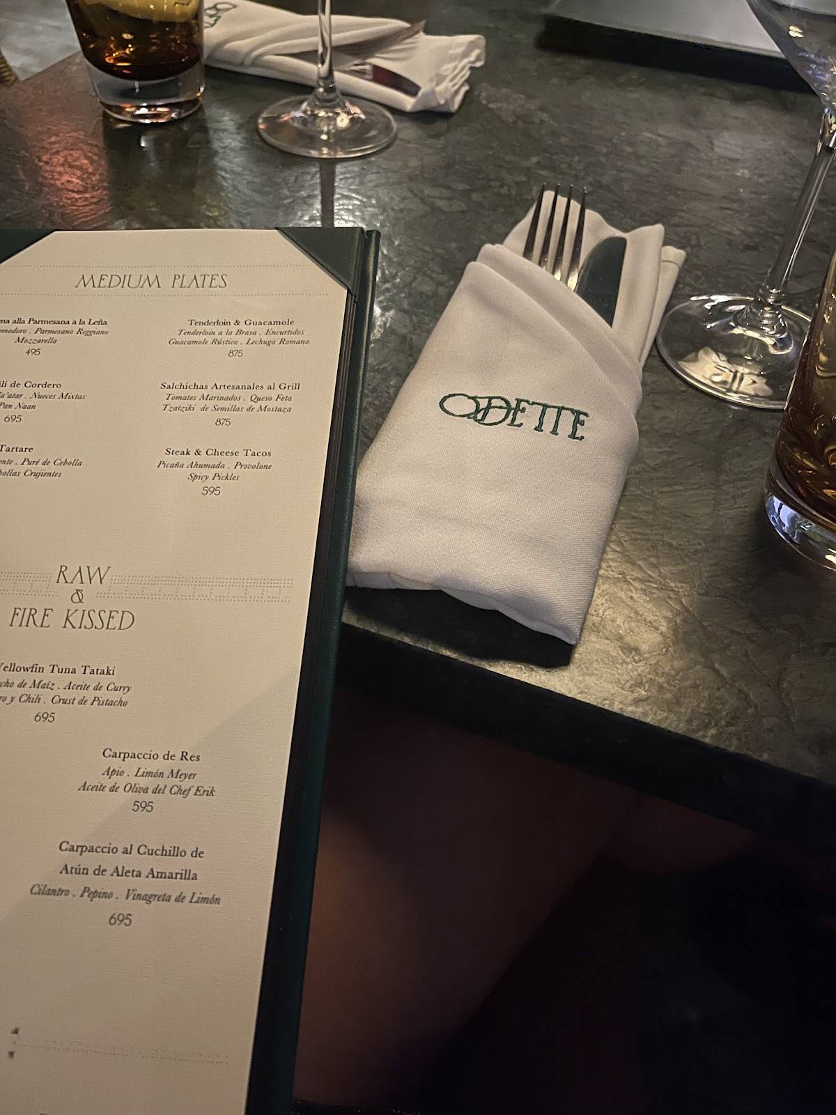 Menu at ODETTE restaurant, Santo Domingo