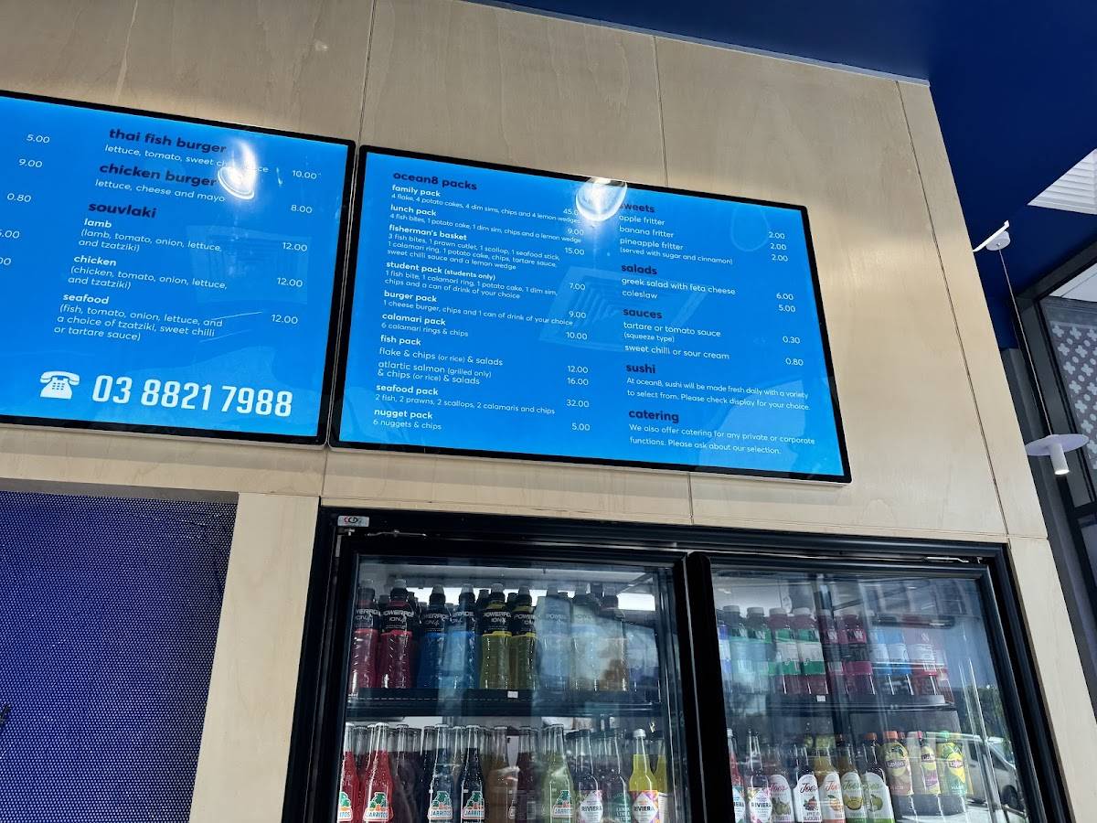 Menu at Ocean Eight Fish And Chips restaurant, Blackburn North