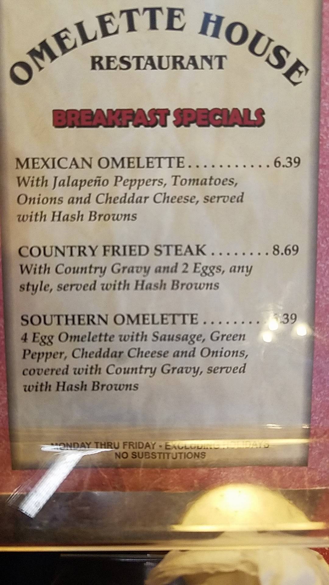 Menu at Omelette House Restaurant, Schererville