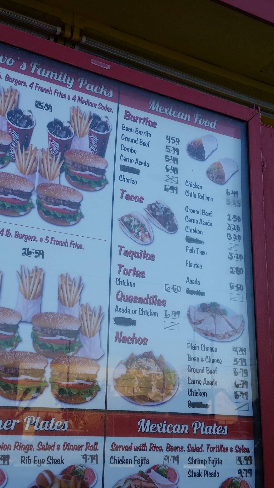 Menu at Ortega's Charburgers restaurant, Bakersfield