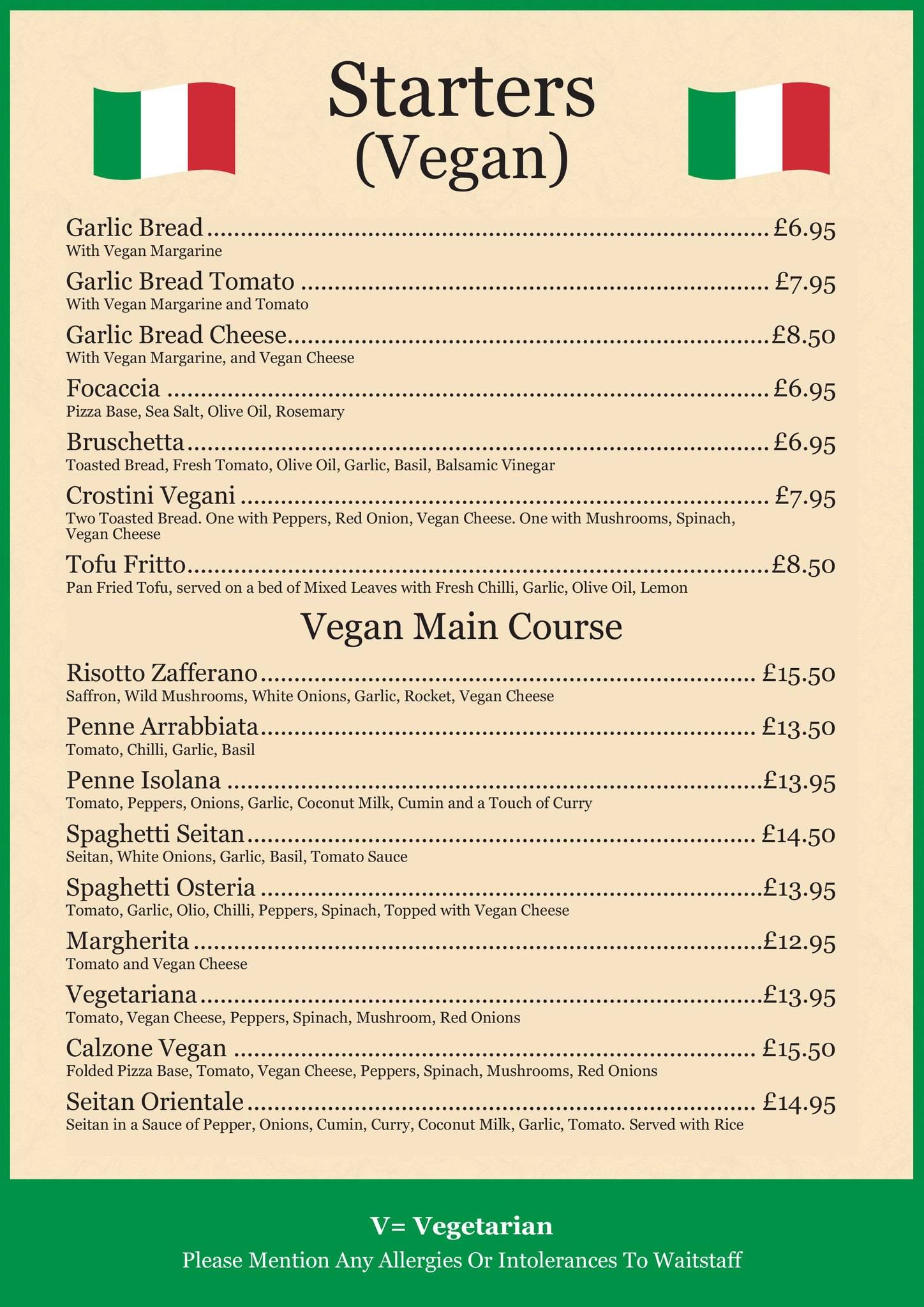 Menu at Osteria Italian Restaurant, Hull