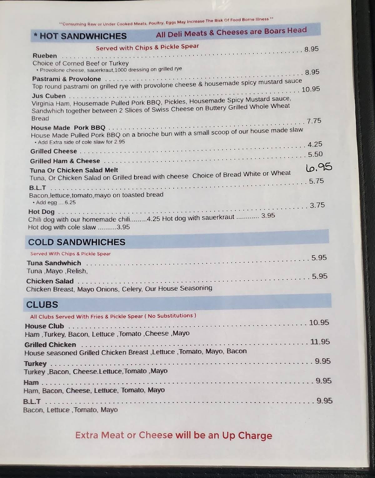 Menu at Our Hometown Diner restaurant, Front Royal