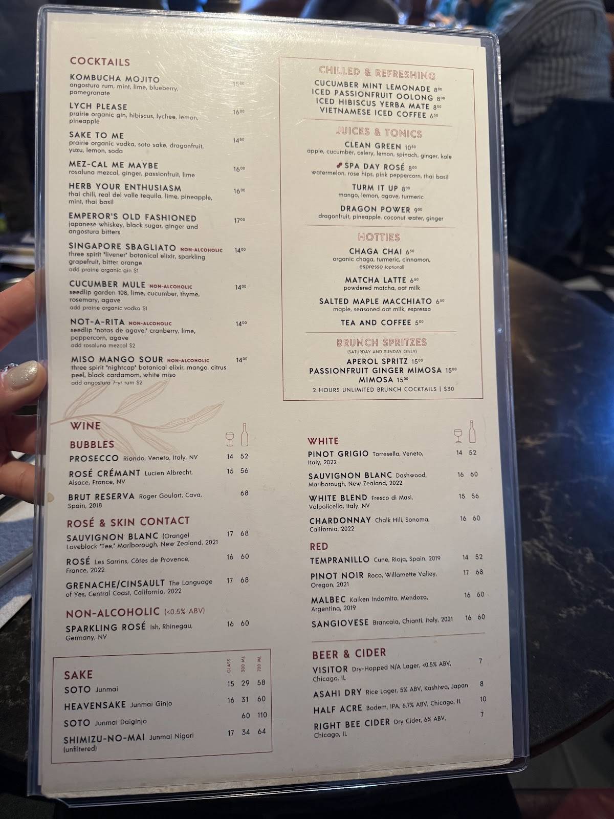 Menu at PLANTA Queen restaurant, Chicago