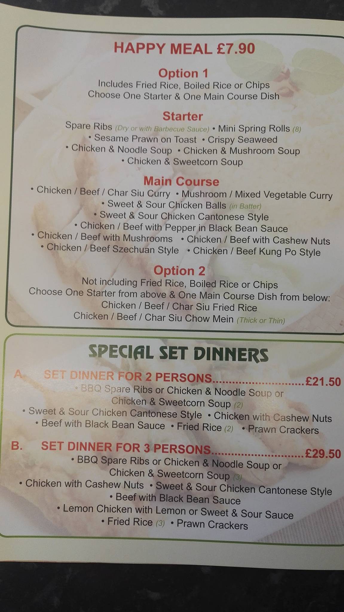 Menu at Panda Chinese Takaway Livingston restaurant, Livingston
