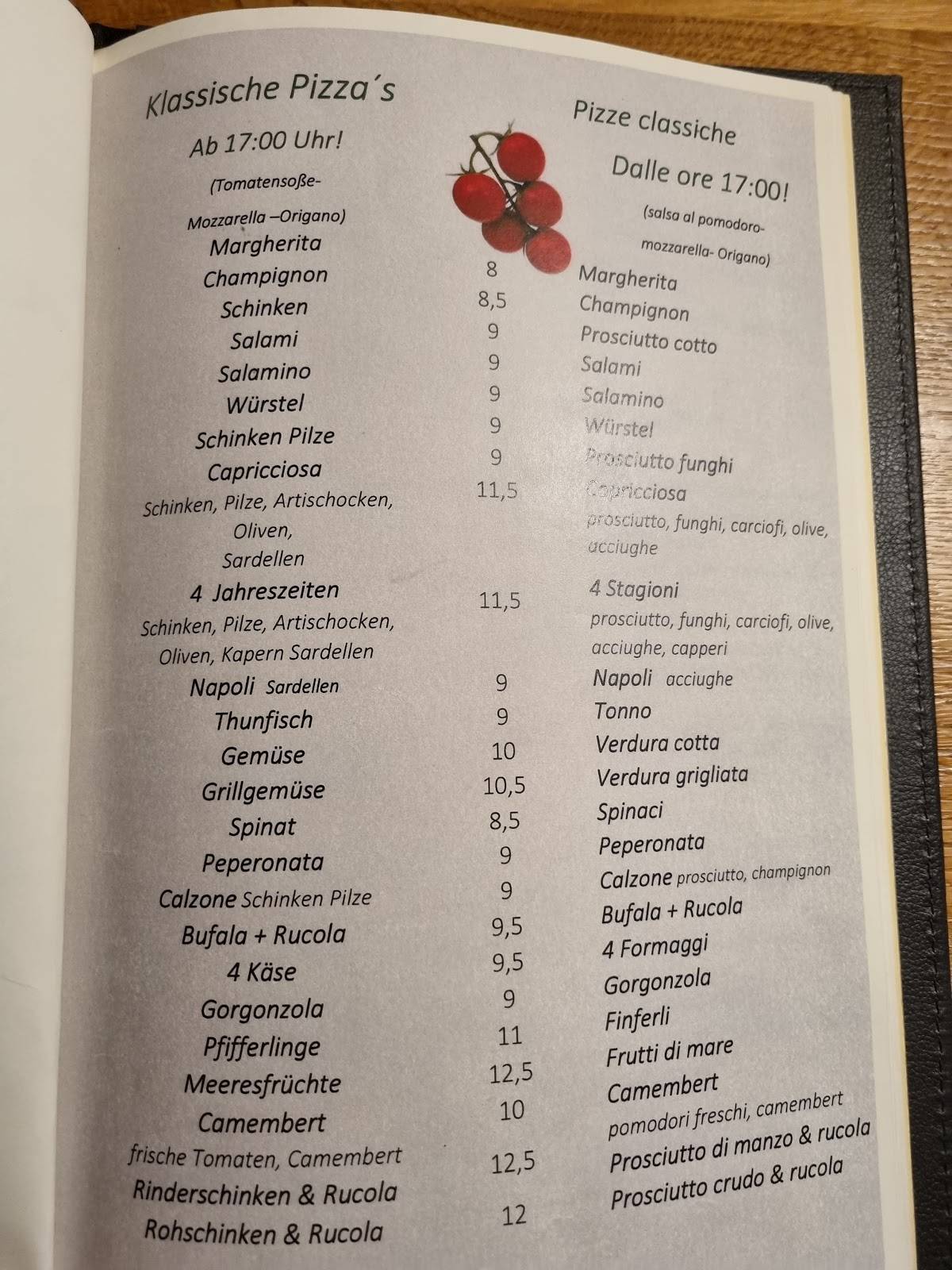 Menu au Restaurant Panorama, Valdaora di Sopra
