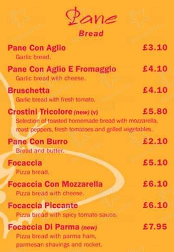 Menu at Papilio restaurant, Edinburgh