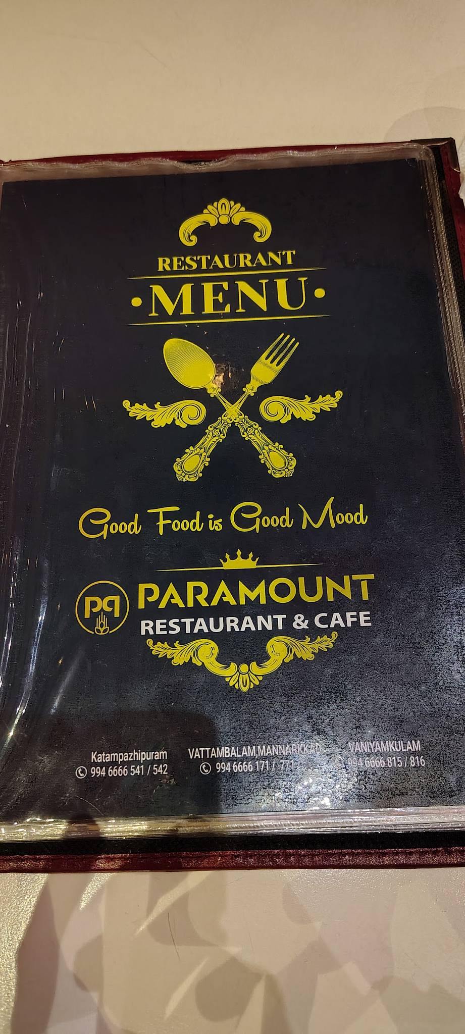 Menu at Paramount restaurant and supermarket, Kadampazhipuram