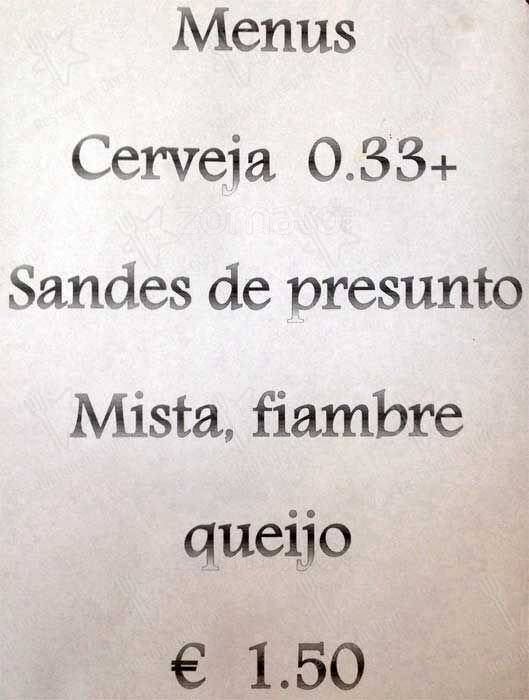 Menu at Pause Café, Parede