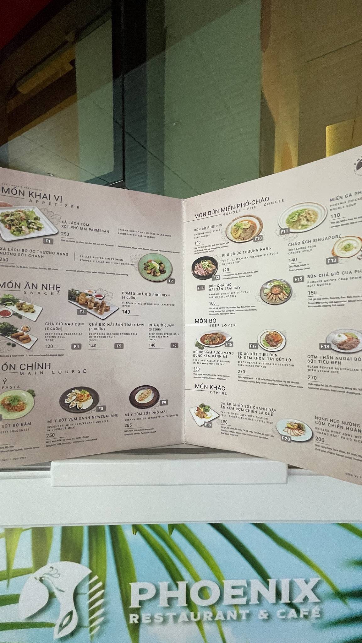 Menu at Phoenix Restaurant & Cafe, Ho Chi Minh City