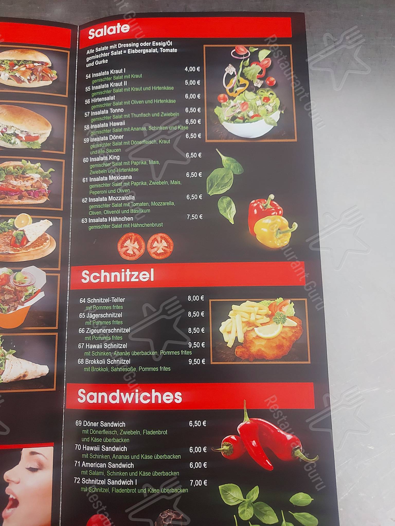Speisekarte von Pizza BARAN, Nebra (Unstrut)