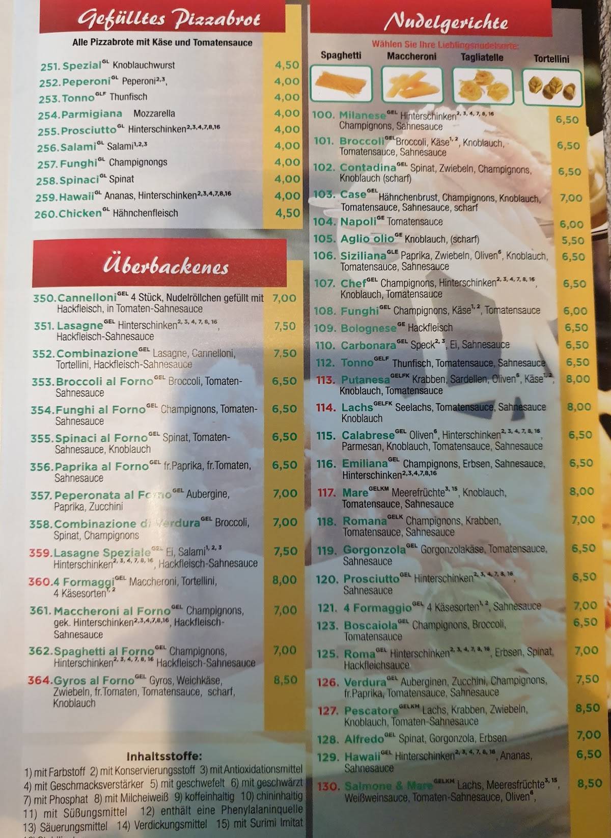 Speisekarte von Pizzeria Piccolina, Viersen