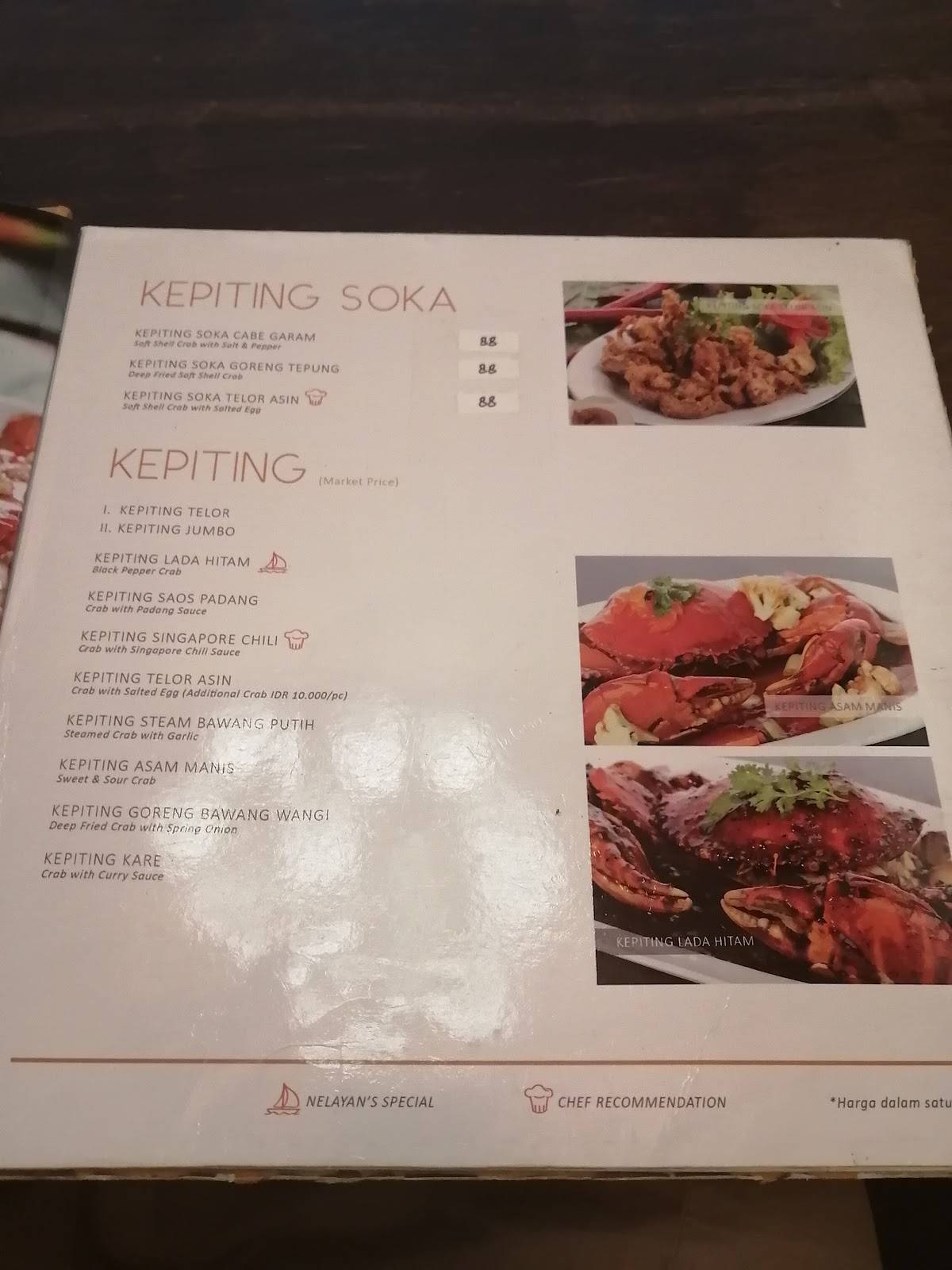 Menu at Restaurant Pondok Kampoeng Nelayan, Kediri