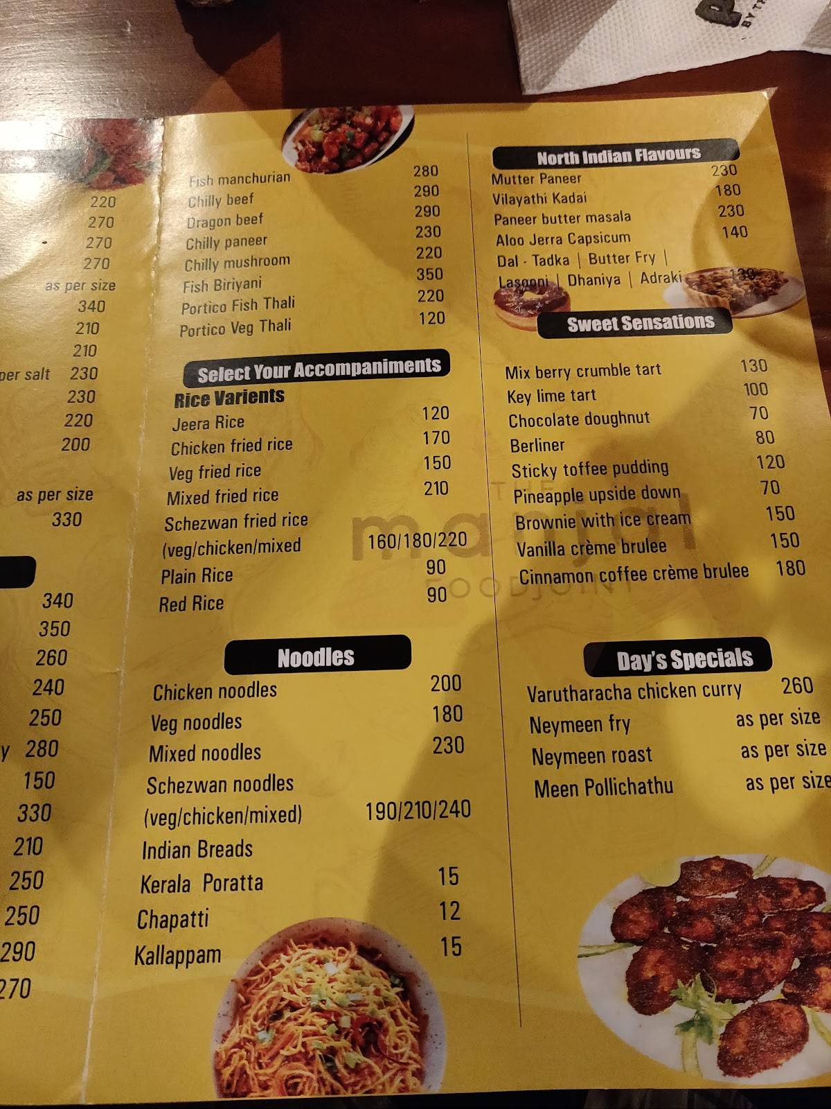Menu at Portico by Manjal Food Joint, Kochi