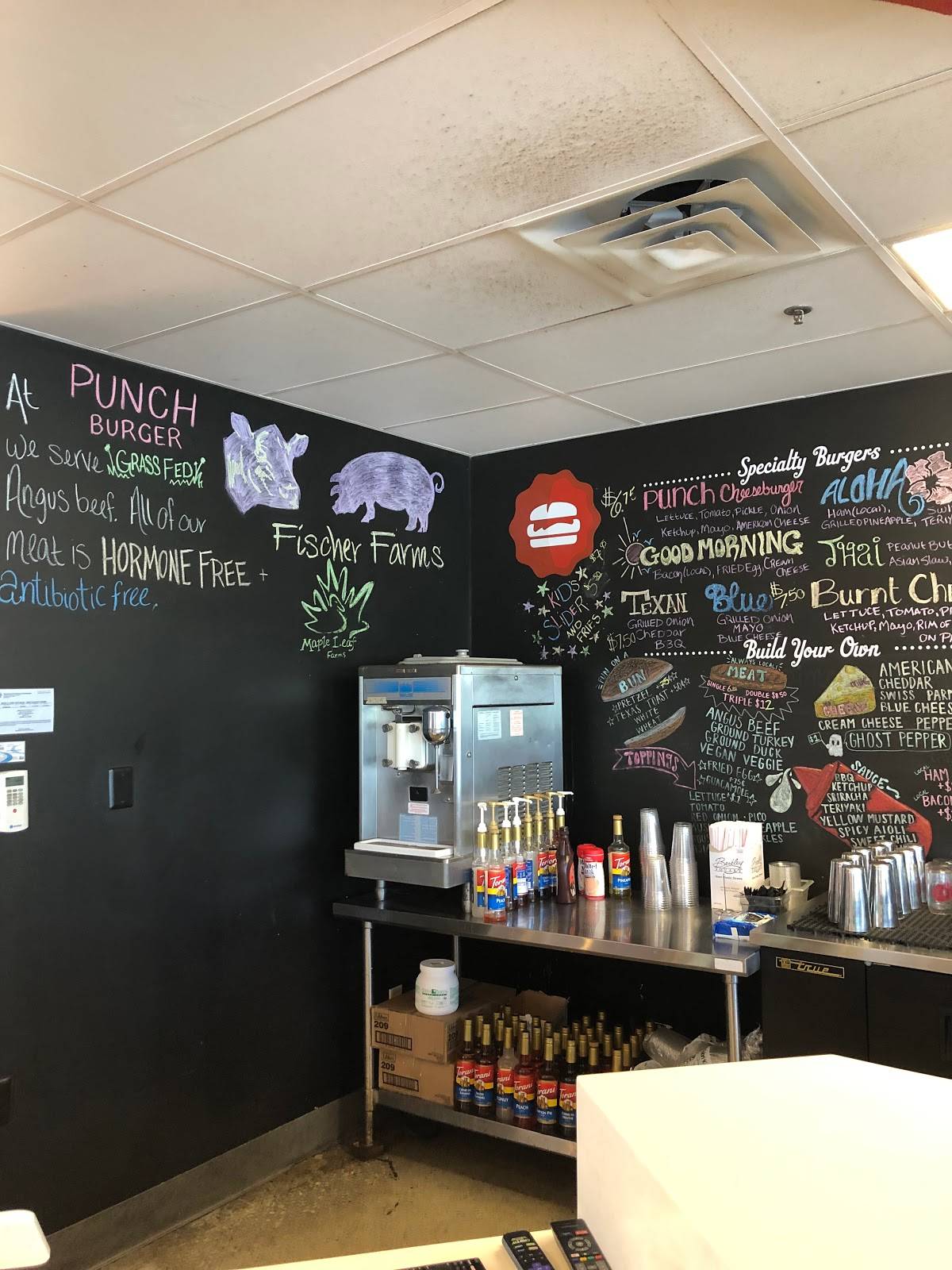 Menu at Punch Burger restaurant, Indianapolis, 550 E 96th St