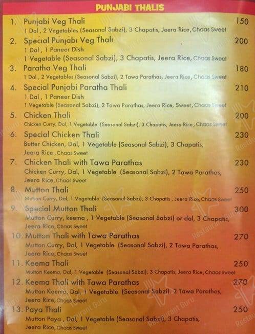 Menu at Punjabi Thali & Combos, Mumbai
