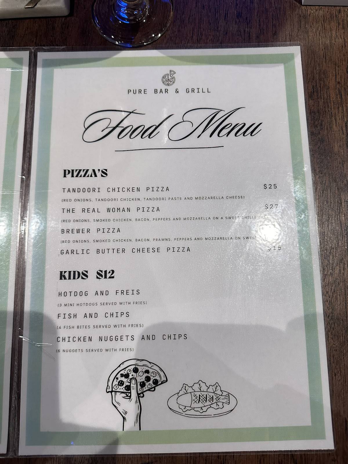 Menu at Pure Bar & Grill, Whangarei
