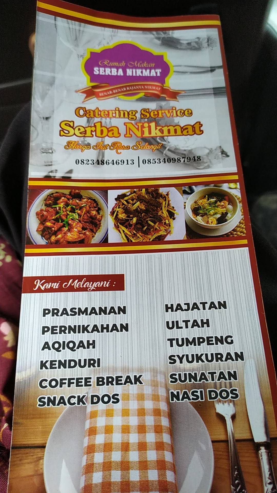 Menu at R.M. Serba Nikmat restaurant, Palopo