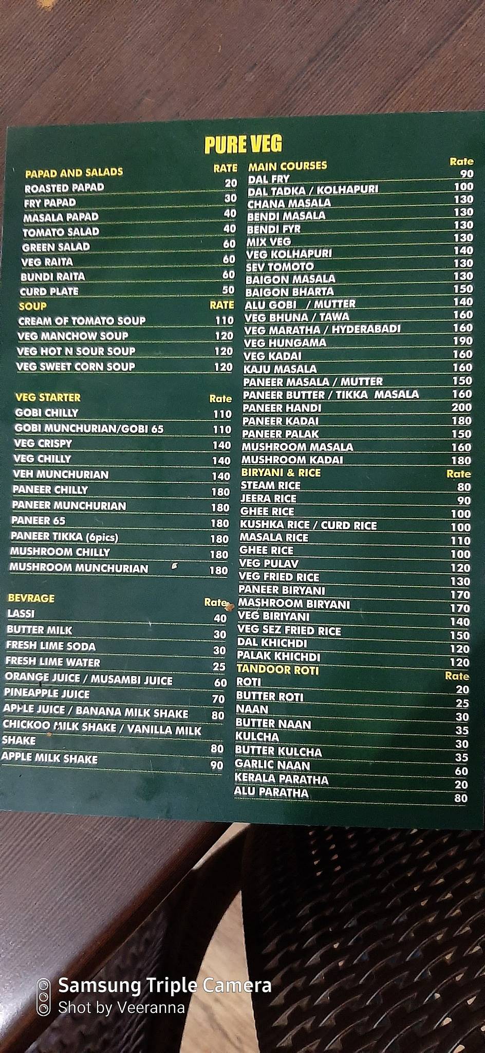Menu at Ram Dhaba, India, 3G27+FG4