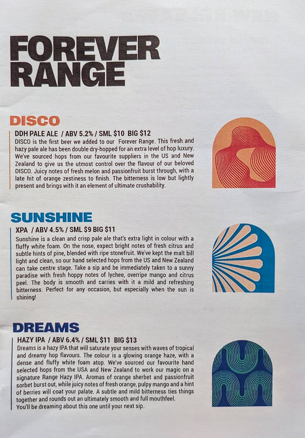 Menu at Range Brewing pub & bar, Newstead