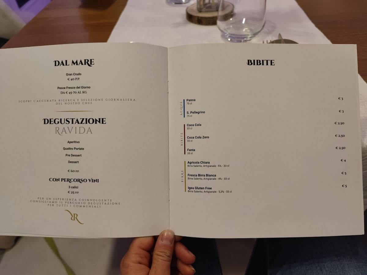 Menu at Ravida Resort restaurant, Pompeii