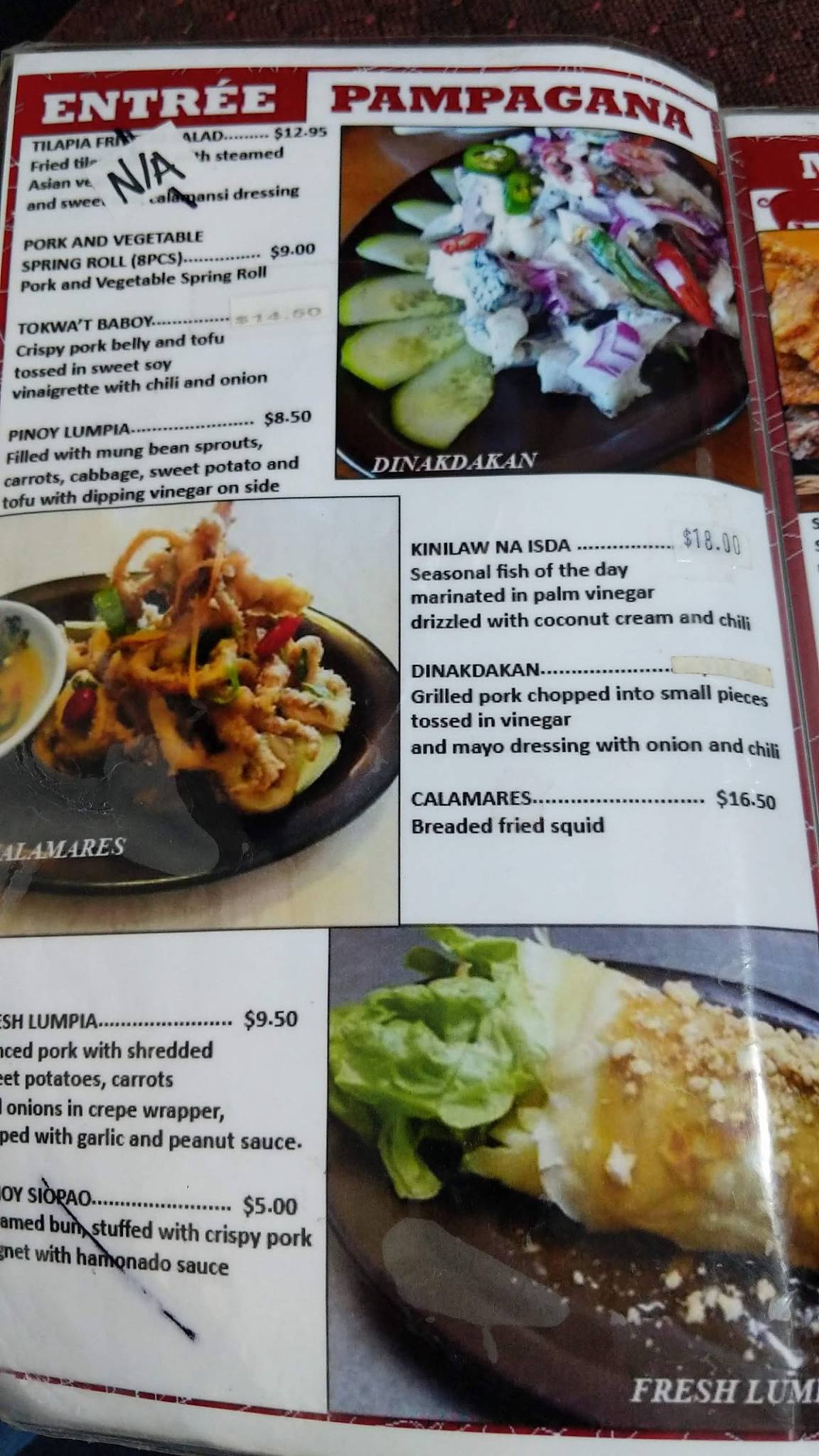 Menu at Ready Eddies Cafe, Cockburn Central