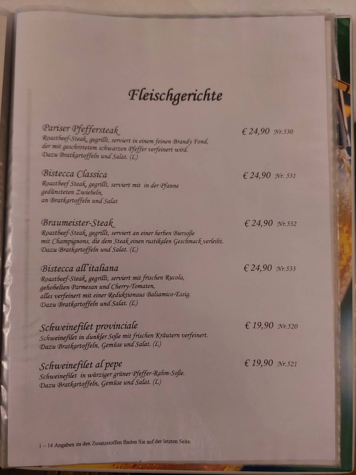 Speisekarte von Restaurant Grüner Baum, Neunkirchen