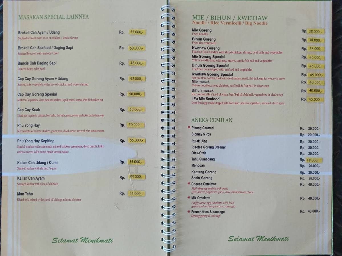 Menu at Restoran Sunda Alam Sari Deltamas restaurant, Bekasi Regency