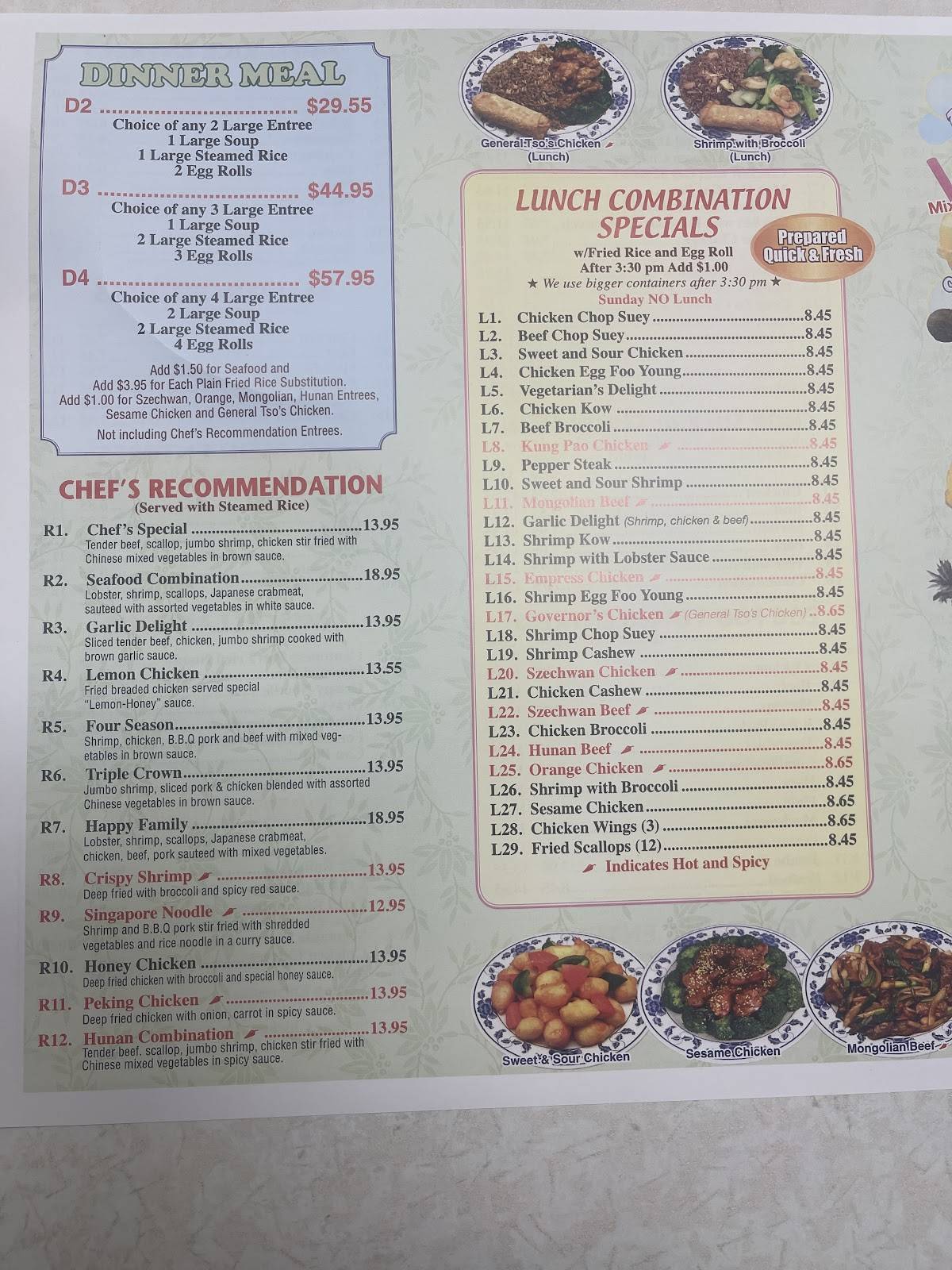 Menu at Rice Garden restaurant, Hazel Crest, Kedzie Ave