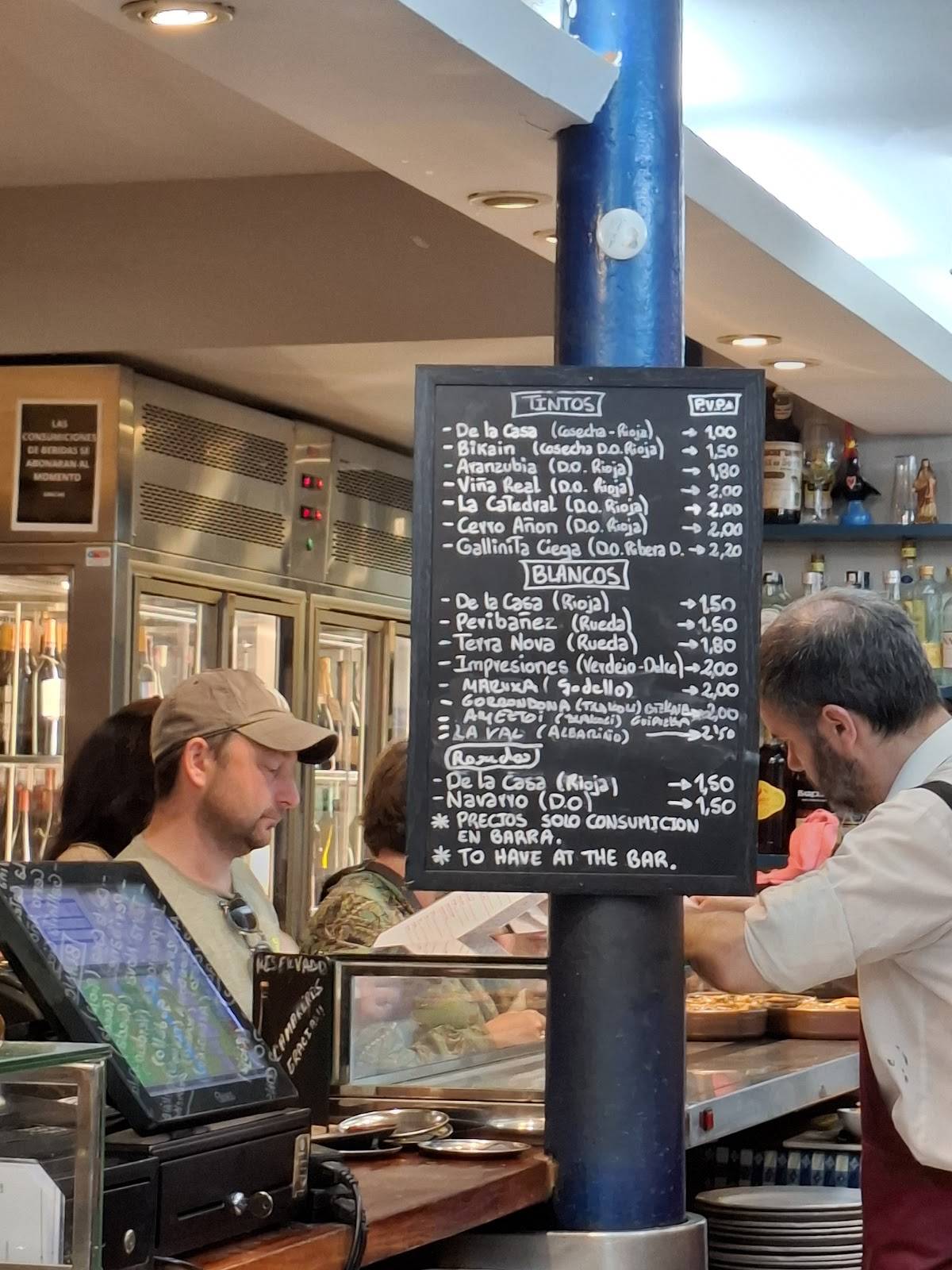 Menu at Rio-Oja restaurant, Bilbao