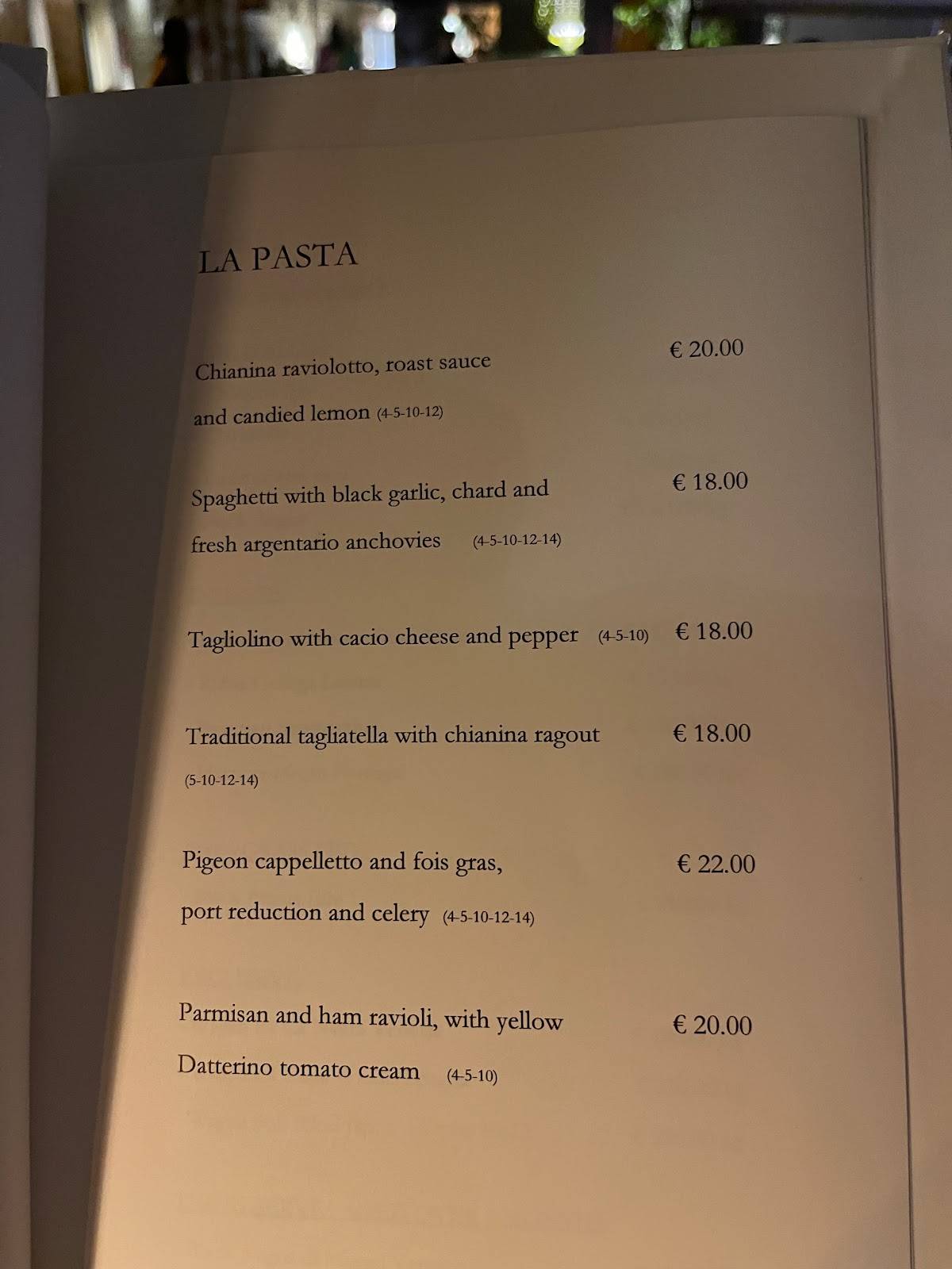 Menu at Ristorante I Due Cippi dal 1976, Saturnia