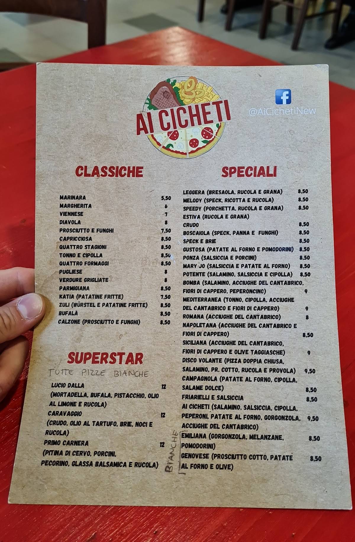 Menu da Ristorante Pizzeria Ai Cicheti, Zoppola