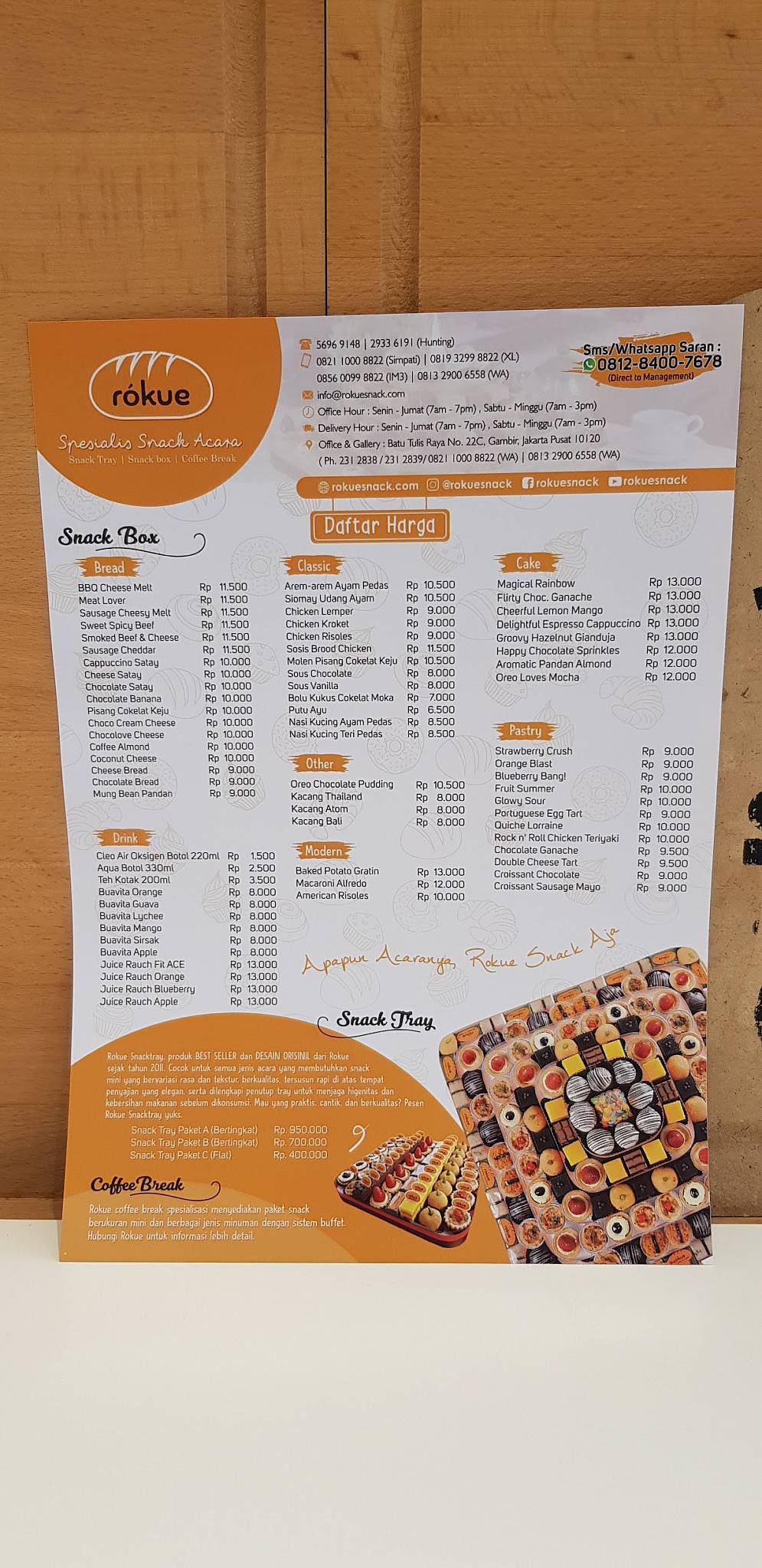 Menu at Rokue Snack Batu Tulis Raya cafe, Central Jakarta