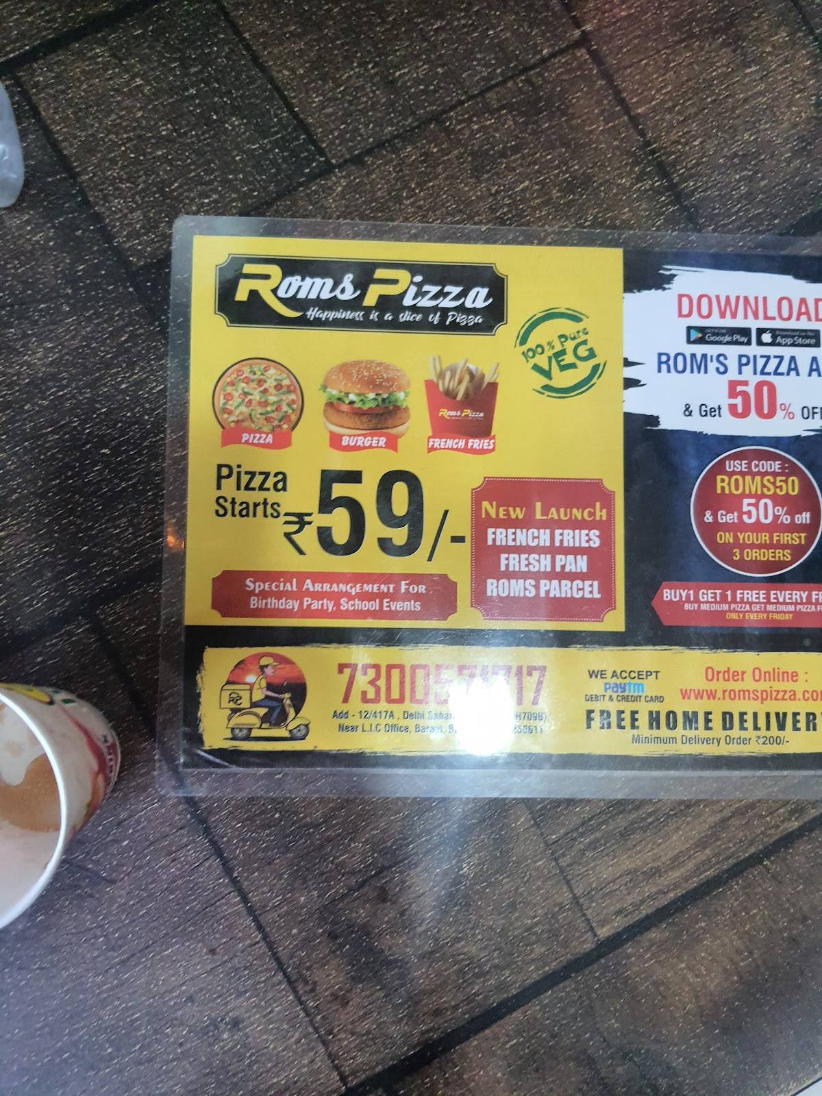 Menu at Roms Pizza, Baraut