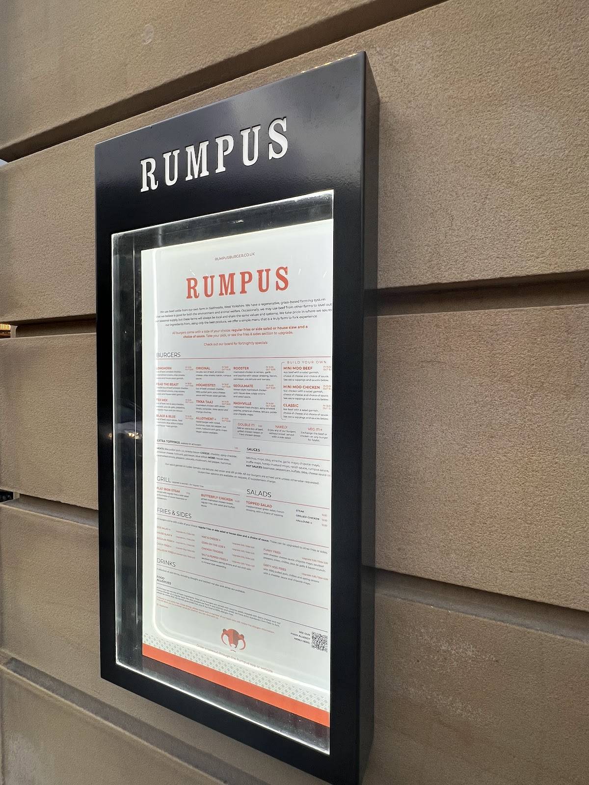 Menu at Rumpus Burger - Slaithwaite restaurant, Huddersfield