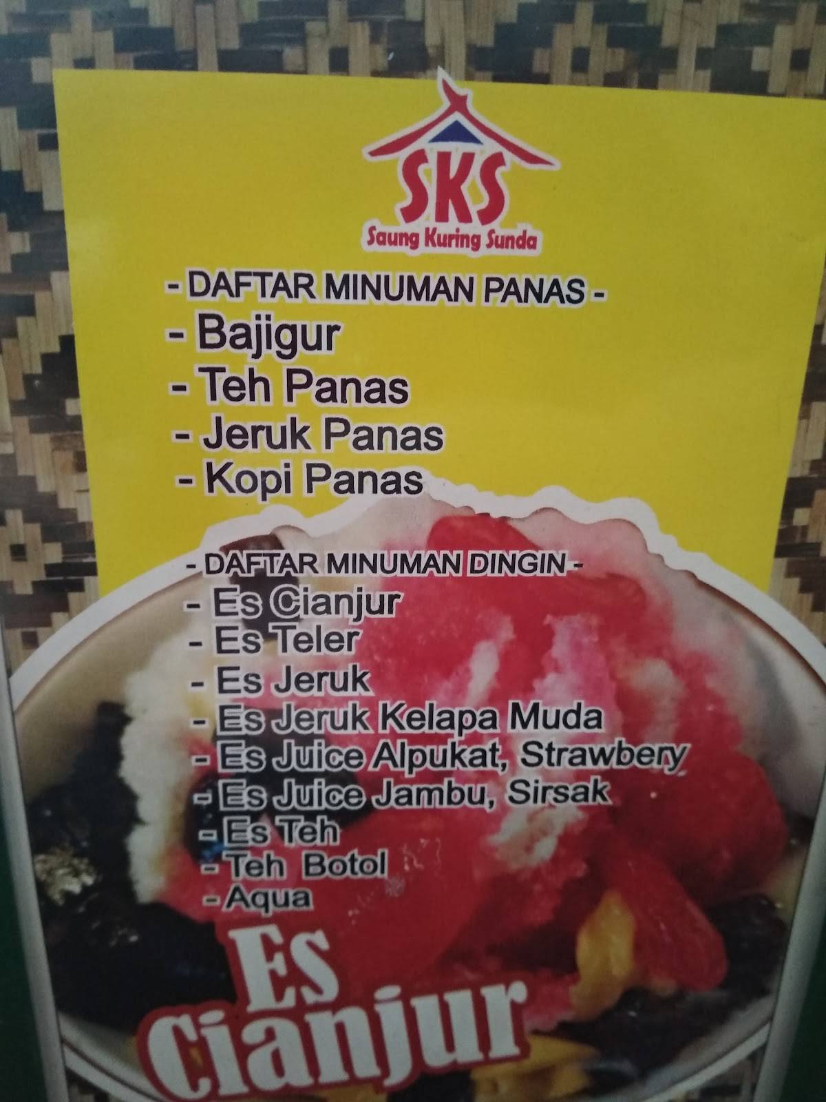 Menu at SARI KURING SUNDA Lenteng Agung restaurant, South Jakarta