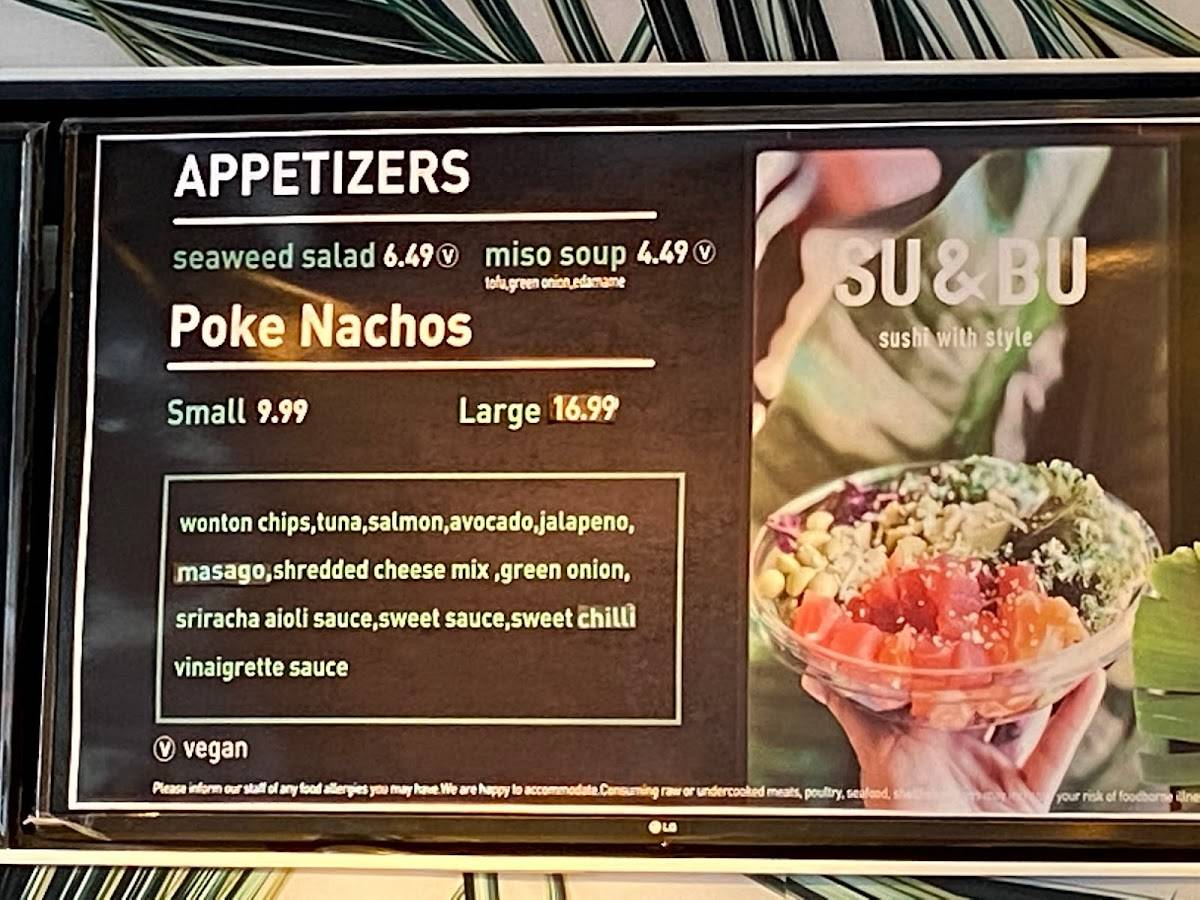 Menu at SU&BU restaurant, Newmarket