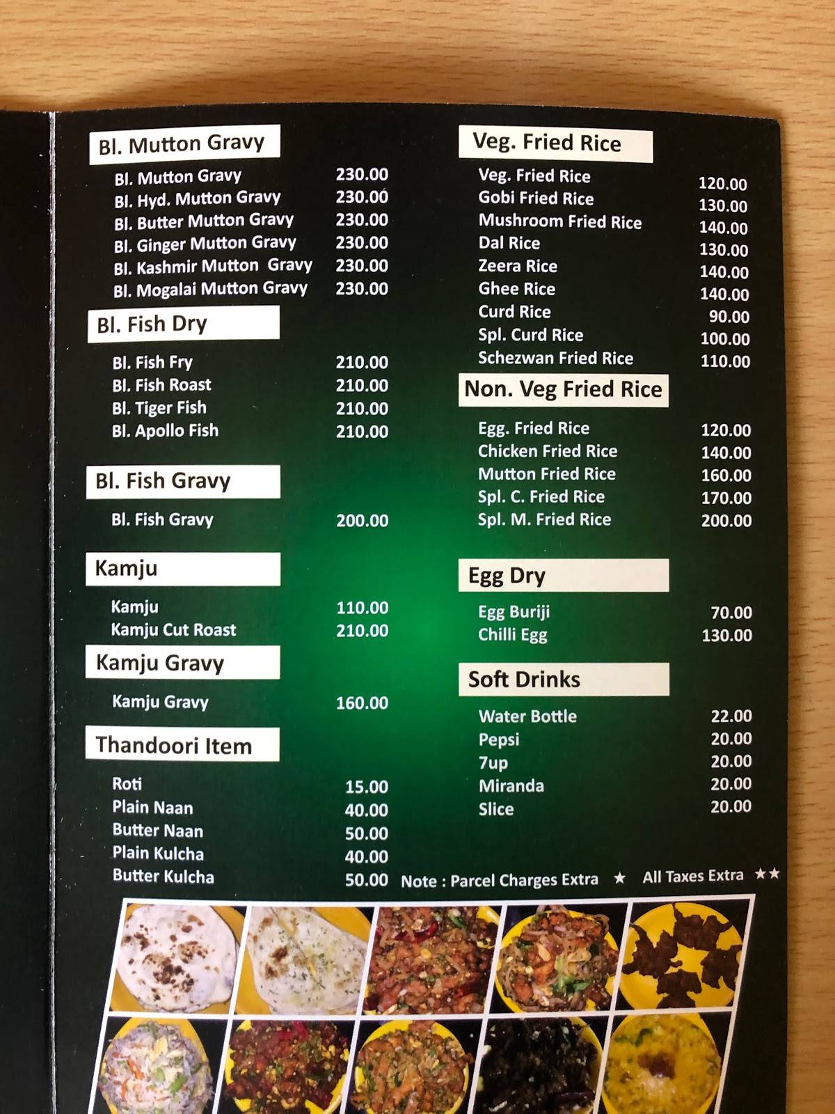 Menu at Sai Rohith Dhaba Centre, Tirupati