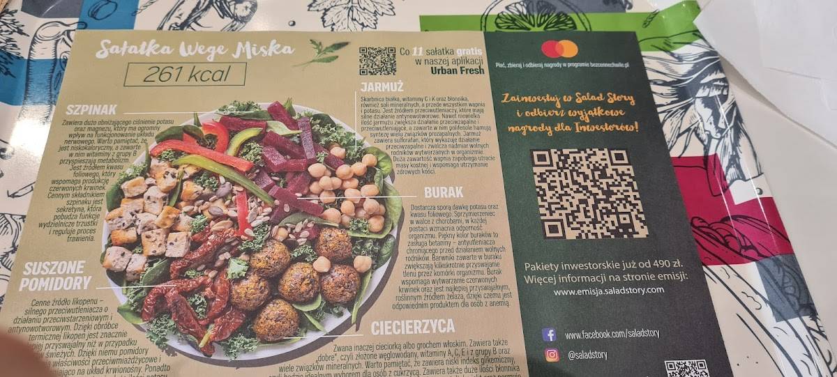 Carta del restaurante Salad Story Klif Warszawa, Varsovia