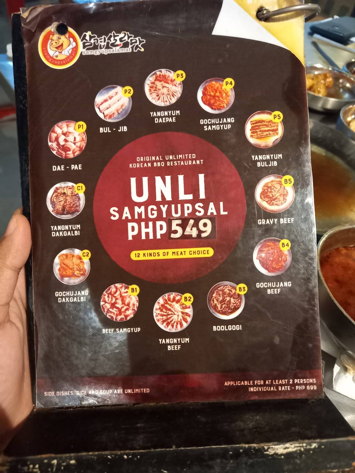 Carta de Samgyupsalamat Unlimited Korean BBQ - San Fernando, Pampanga ...