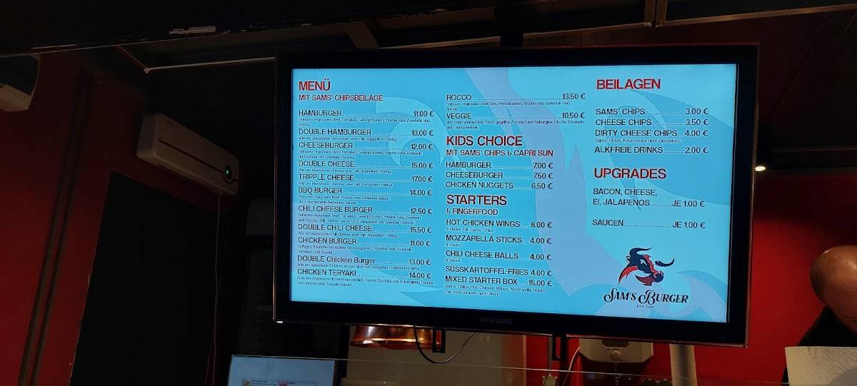 Speisekarte von Sam's Burger -Food Truck- restaurant, Hemmoor