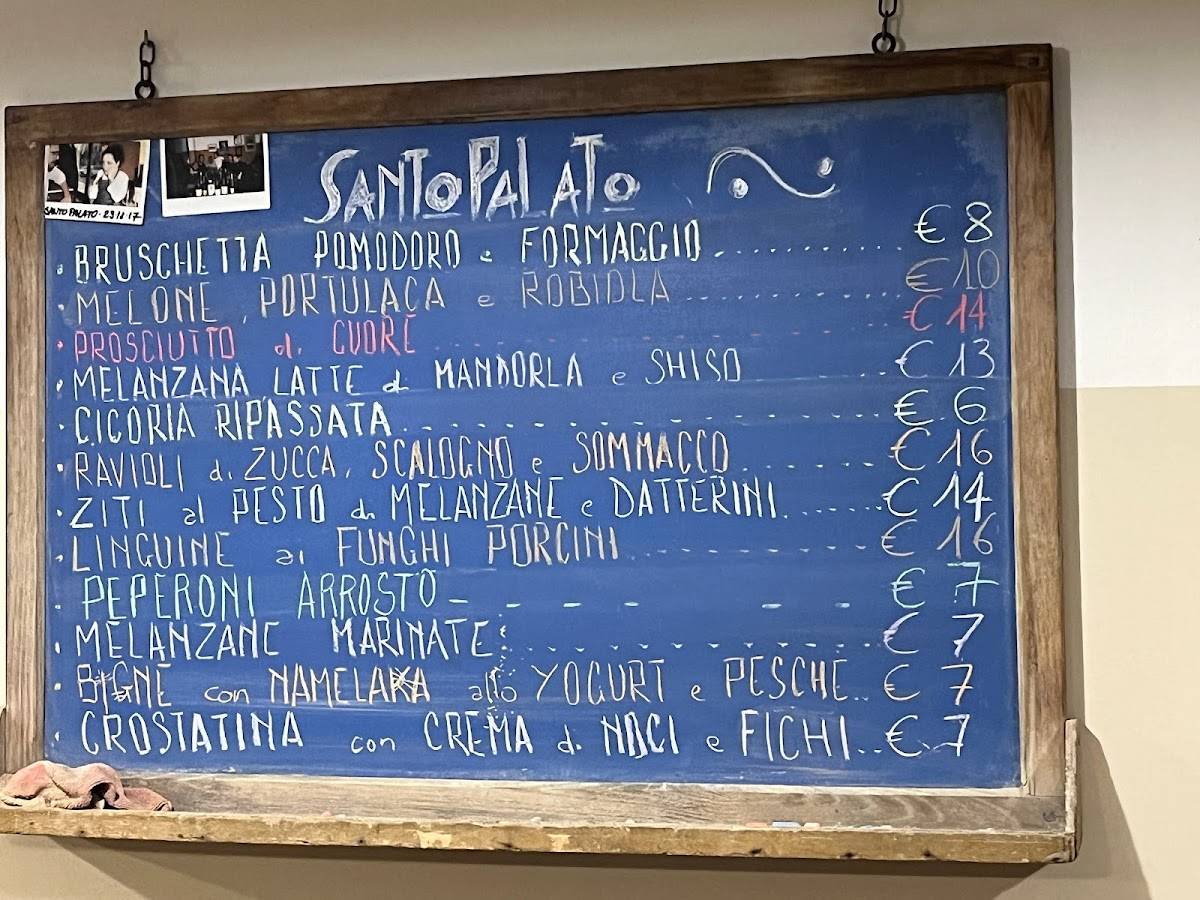 Menu at SantoPalato restaurant, Rome