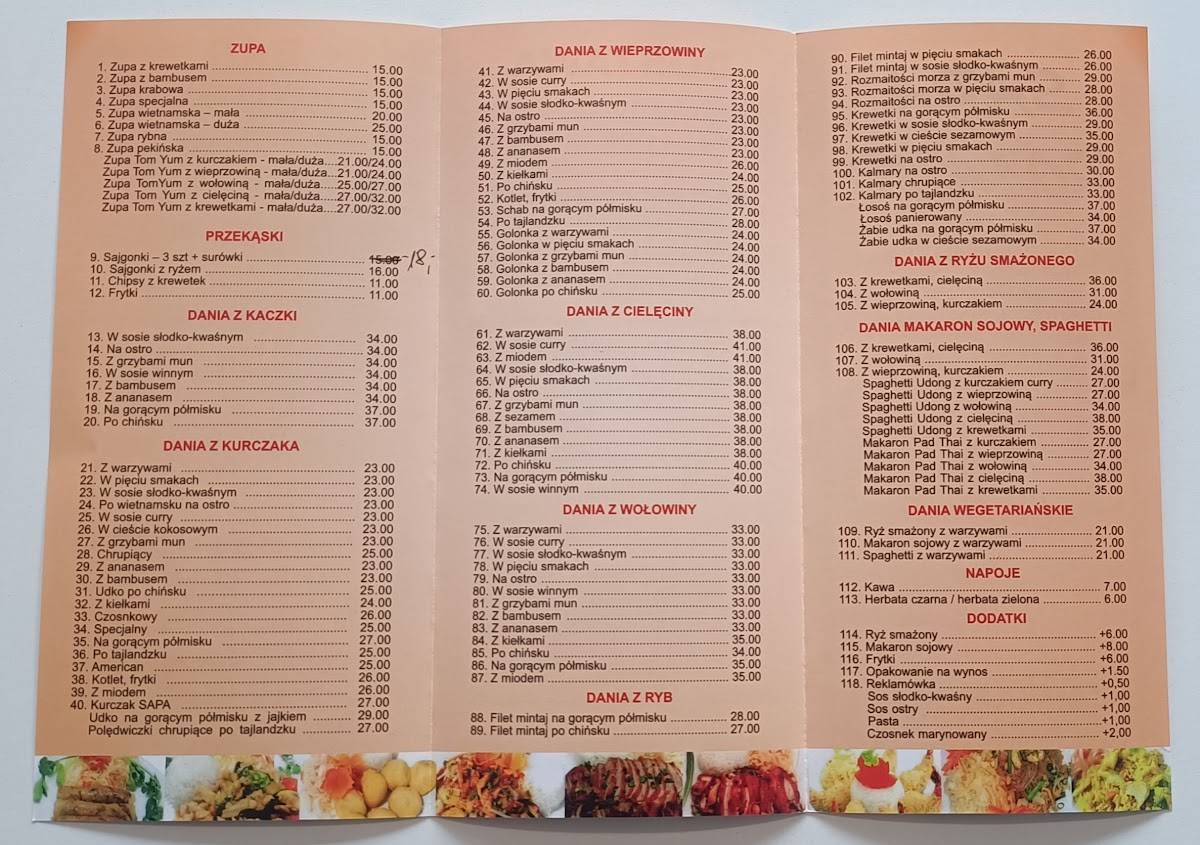 Menu at Sapa restaurant, Nasielsk