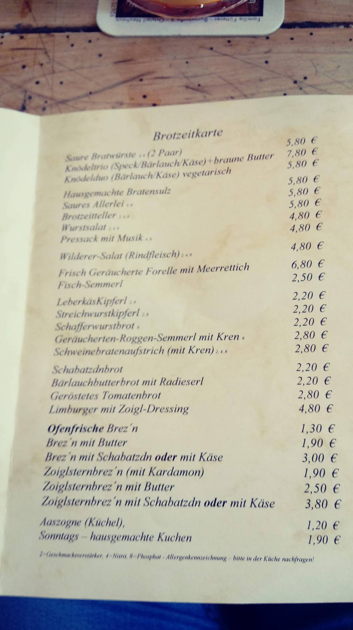 Speisekarte von Schafferhof Zoigl, Windischeschenbach