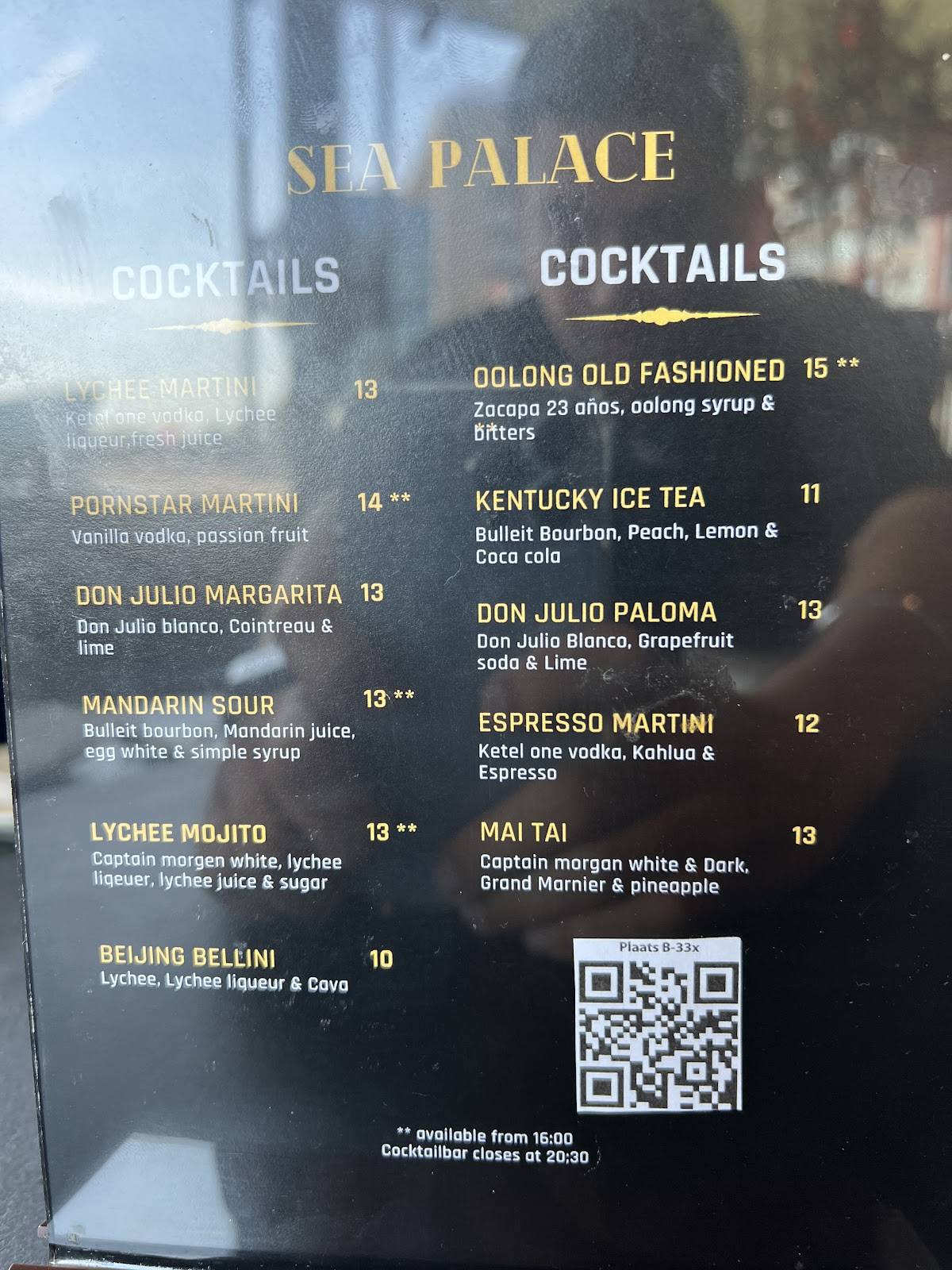 Menu at Sea Palace Restaurant, Amsterdam