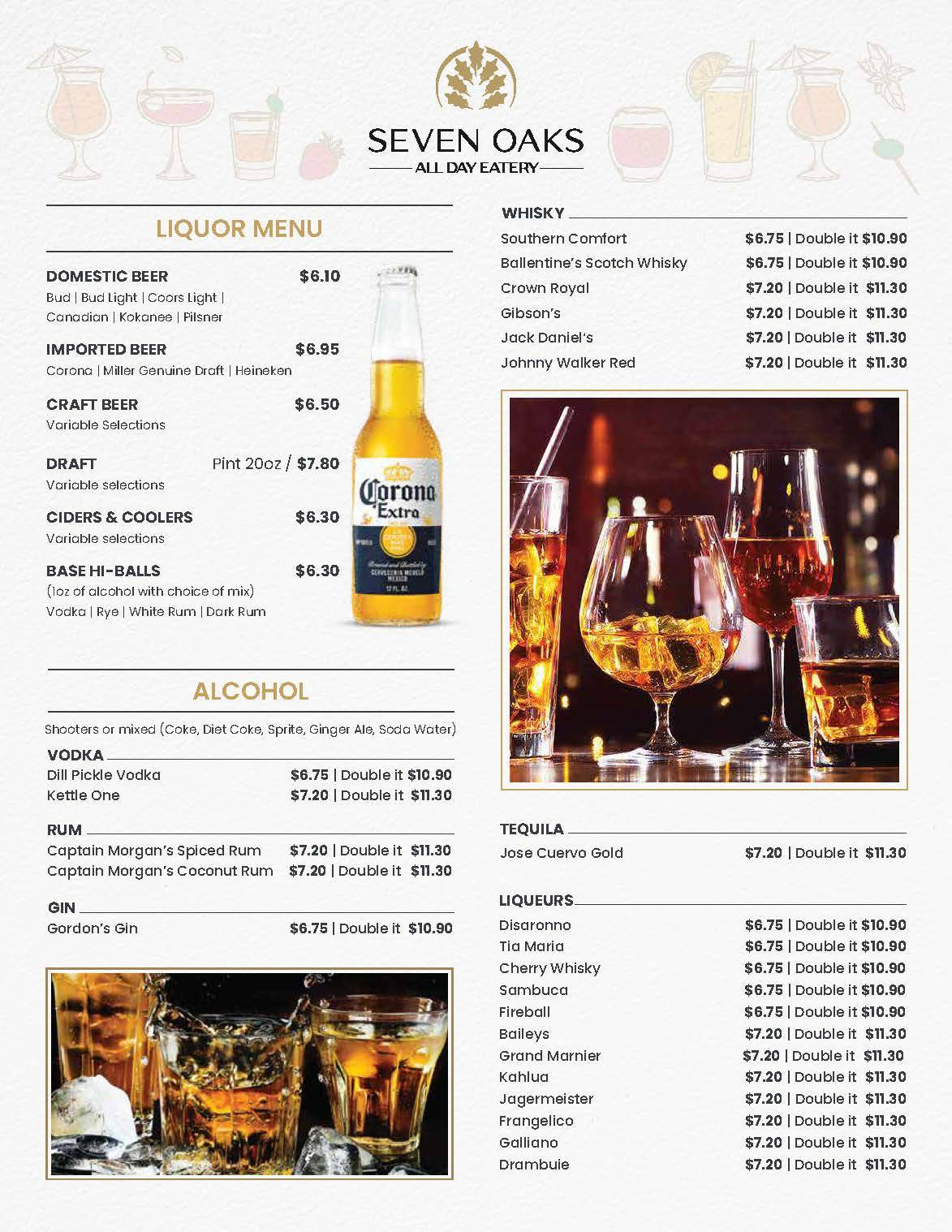 Menu at Seven Oaks All Day Eatery restaurant, Regina, 777 Albert St