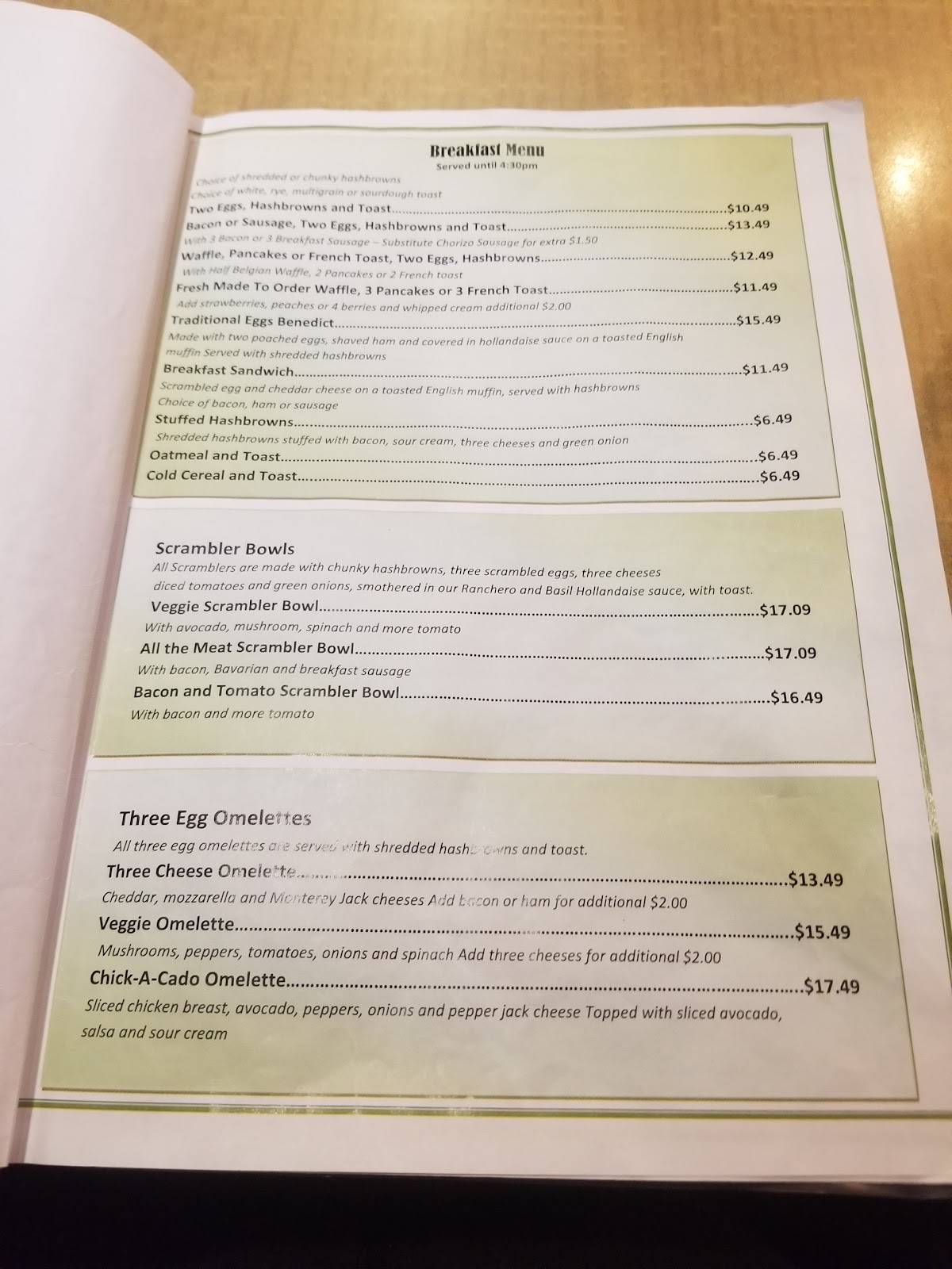 Menu at Seven Oaks All Day Eatery restaurant, Regina, 777 Albert St