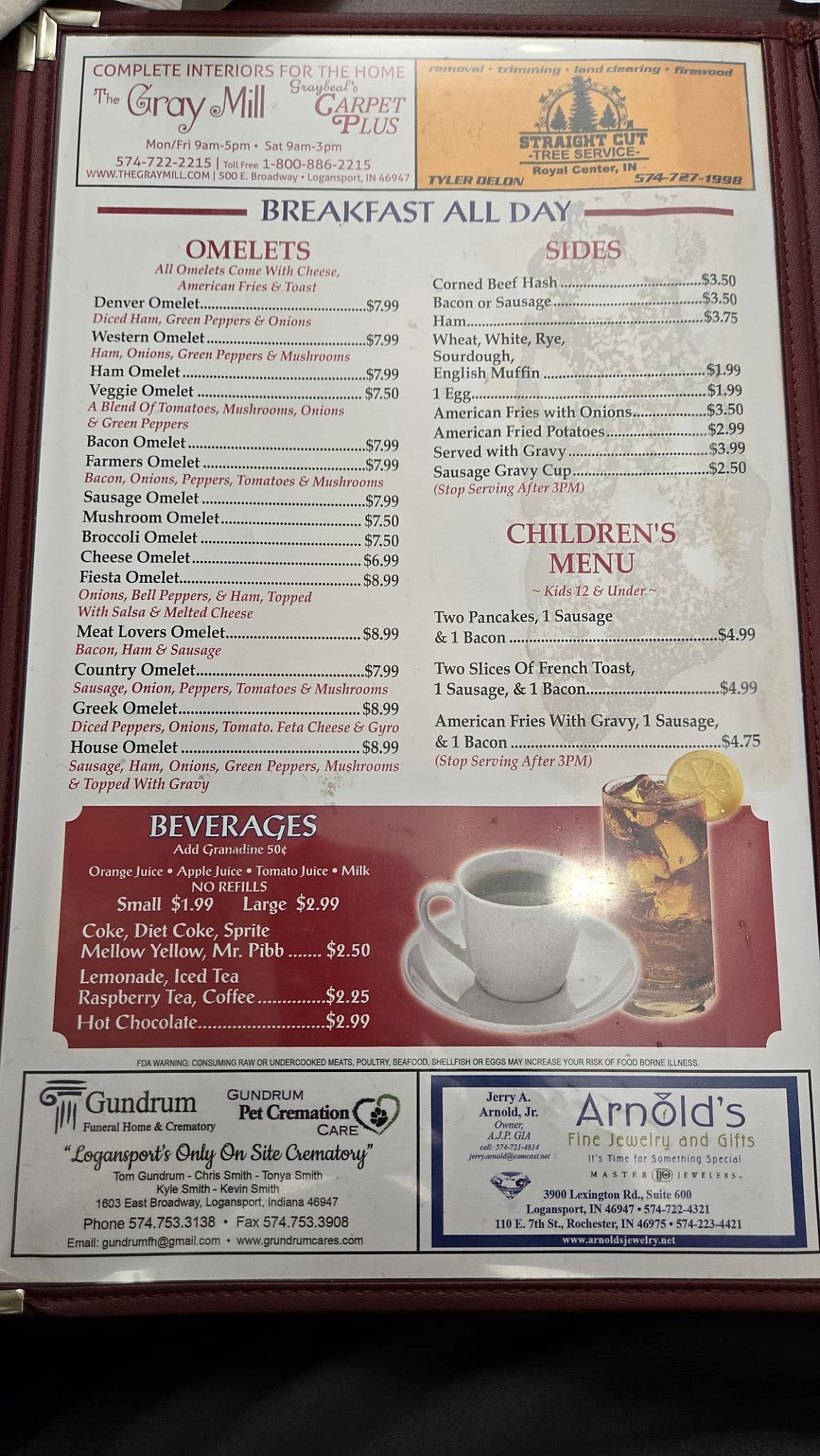 Menu at Silver Lake Family Restaurant & Lounge, Logansport